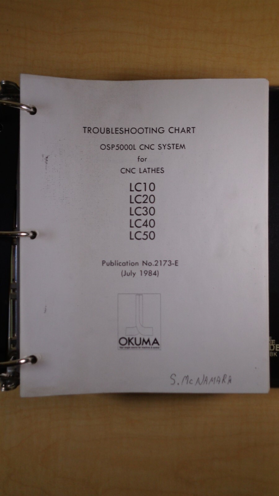 Okuma LC10 LC20 LC30 LC40 LC50 Troubleshooting Chart OSP5000L 7C B1 | eBay