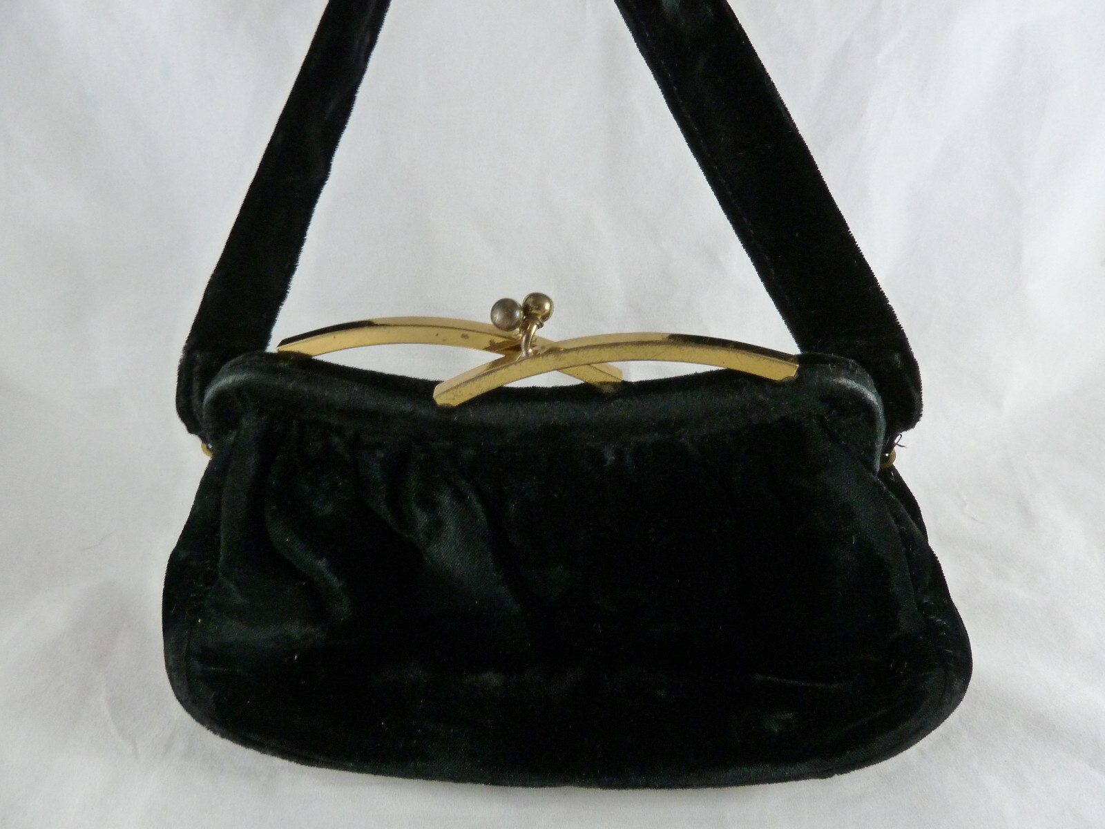 Vintage Garay Handbag Evening bag 1940's-50's Black Rayon Velvet Purse ...