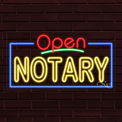 NEW "OPEN NOTARY" w/BORDER 33x18x1 INCH LED FLEX WINDOW/WALL INDOOR ...