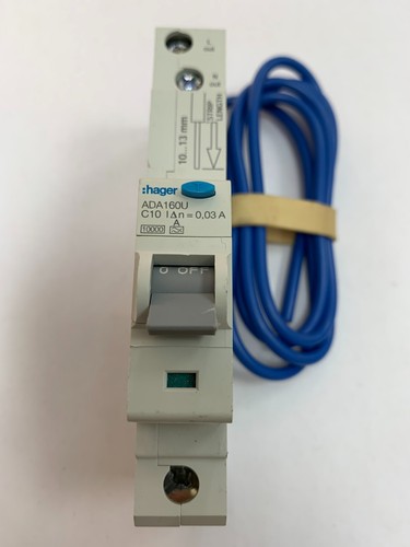 HAGER 10A RCBO LONG LEAD DISTRIBUTION BOARD TYPE 30MA C CURVE AC ...