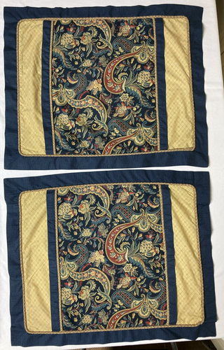 Pair of Waverly Rhapsody Jewel Standard Shams, 31" x 26", Blue/Red/Gold ...