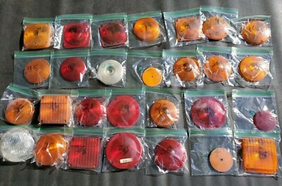 Vtg ORIGINAL Plastic Red Orange Amber Light Lens Cap Cover Reflector ...