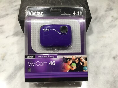 Vivitar ViviCam 46 PURPLE 4.1MP Digital Camera w/ USB Cable & Wrist ...