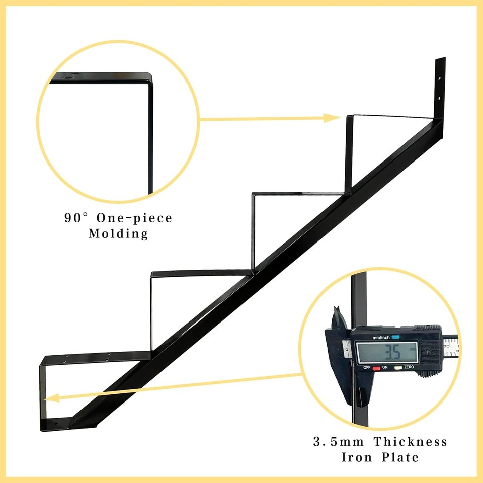 3 Packs Metal Stair Step Stringers, 4 Steel 4 Steps, Polished Black | eBay