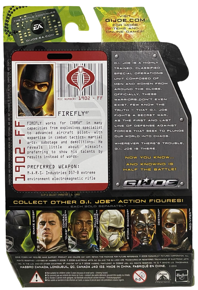 GI Joe Rise of Cobra Movie Firefly Saboteur Action Figure NEW Toys R Us ...