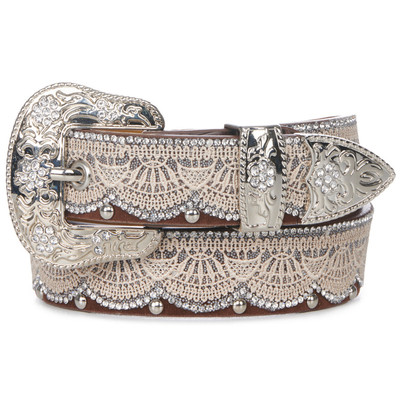 Angel Ranch Kids' 1 1/4" Lace & Crystals Western Belt | eBay