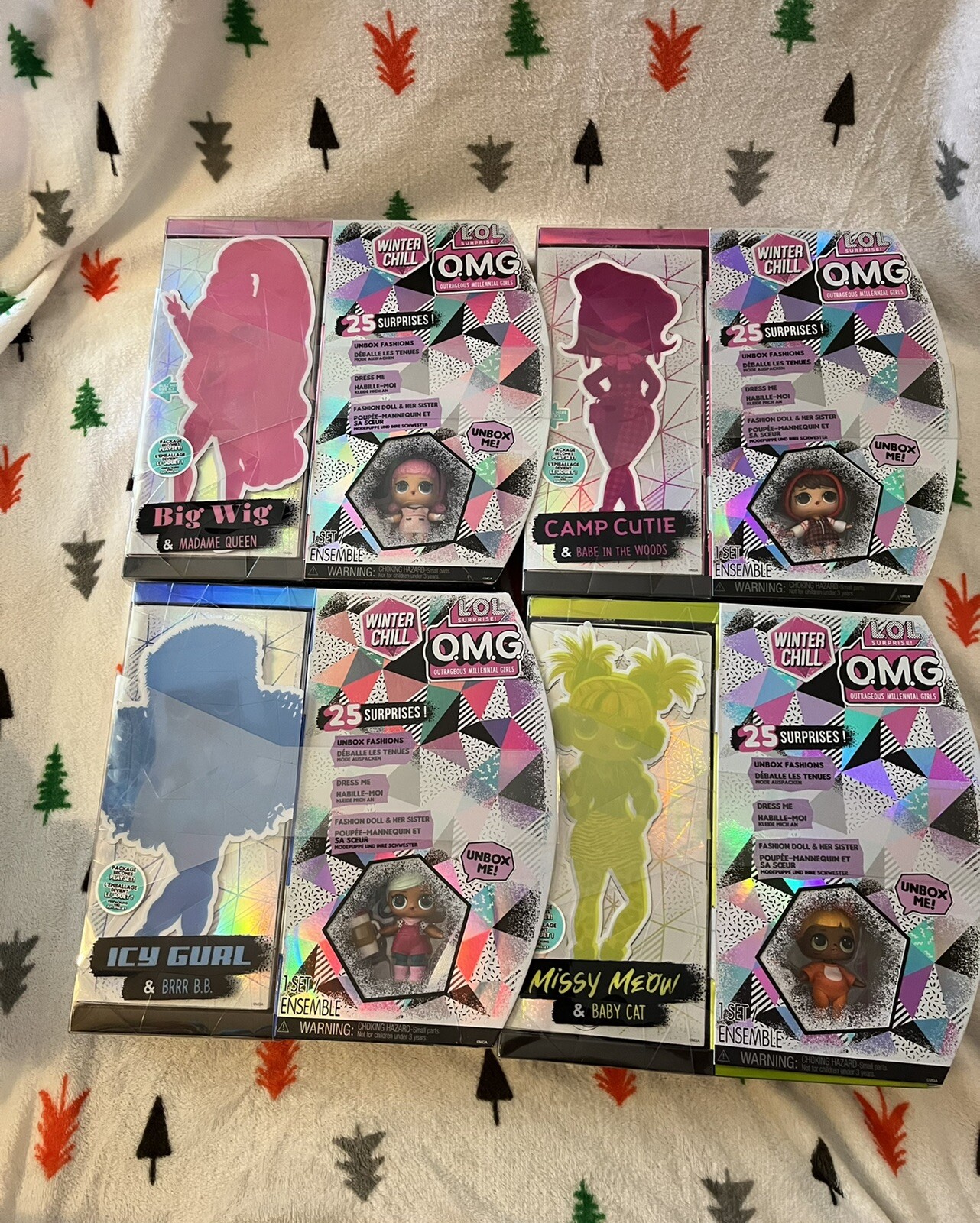 4 LOL Surprise OMG Winter Chill Missy Meow Big Wig Camp Cutie Icy Gurl ...