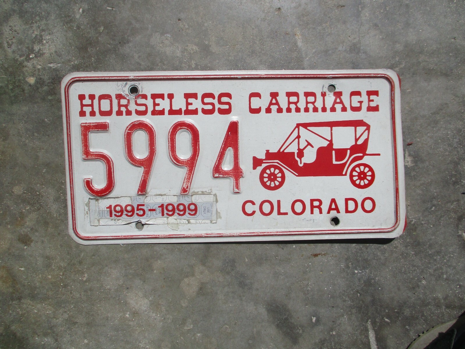 Colorado 1995 - 99 Horseless Carriage license plate # 5994 | eBay