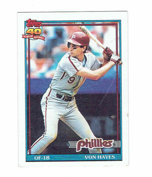 Von Hayes Philadelphia Phillies OF-1B #15 Topps 1991 #Baseball Card | eBay