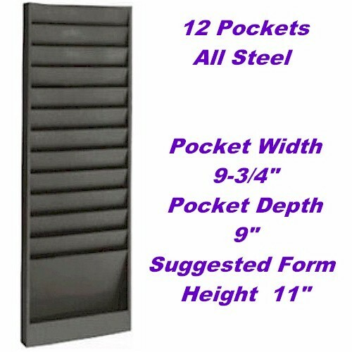 12 Pocket, 9-1/2"W x 9"D, Work Repair Order Rack, Wall Mounted, Model ...