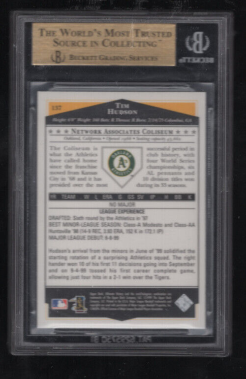 1999 UPPER DECK ULTIMATE VICTORY ROOKIE CARD #137 TIM HUDSON BGS 9.5 ...