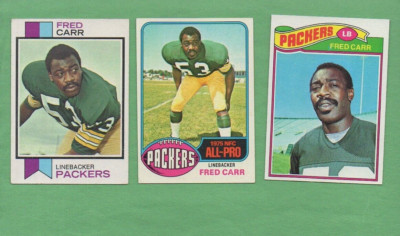 1973 1976 & 1977 Topps Football Set FRED CARR 3 Card Lot # 521 360 ...
