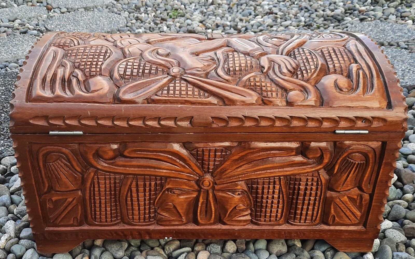AZTEC TRUNK vtg mayan indian wood carving tribal tiki carving spanish ...
