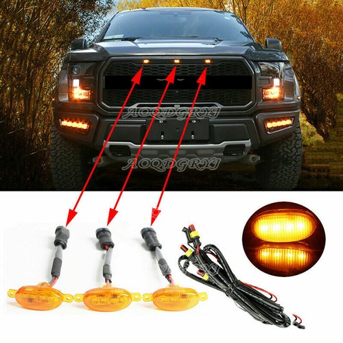 Front Bumper Grille Lens Amber LED Lamp Running Light For Ford F150 ...