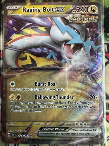 Pokemon Raging Bolt ex 123/162 Temporal Forces Double Rare Holo NM Mint ...