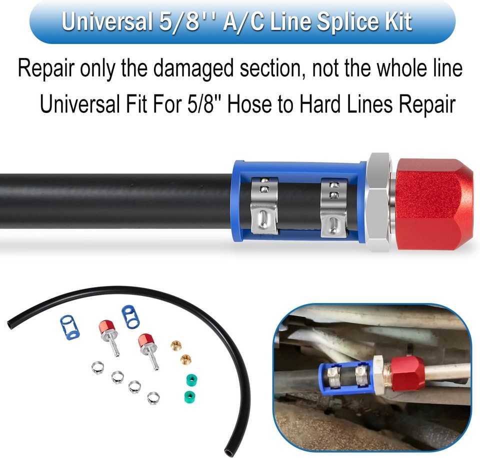 800-670 A/C Line Splice Kit for 5/8” Line With No.10 Hose Line Repair ...