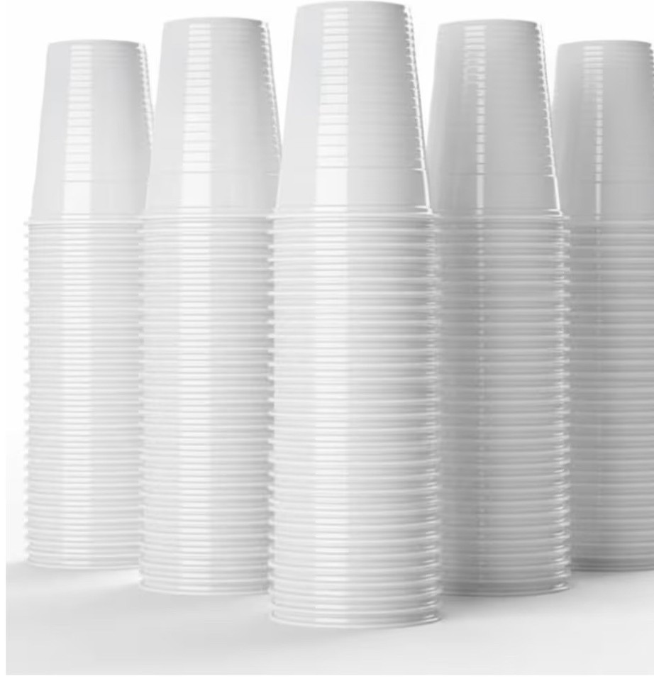 Clear Disposable Plastic Cups Reusable Drinks Party Glass pack of 100 ...