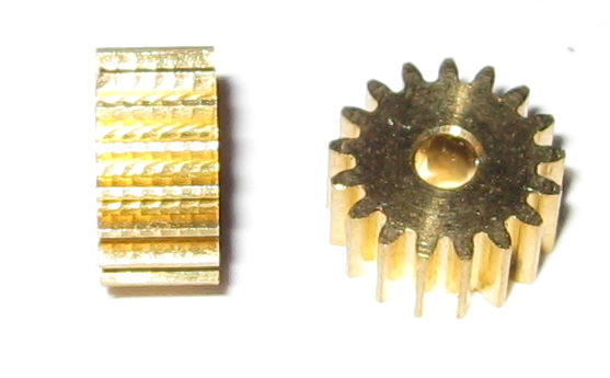 2 X Brass 17 Tooth Gear for 2.0 mm Shafts - 17T - 2.0mm - 7.6 mm OD ...