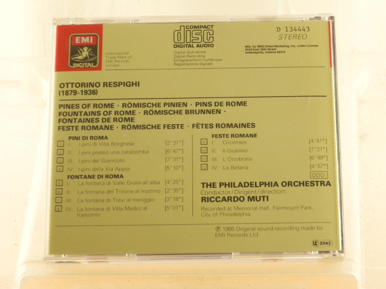 Riccardo Muti The Philadelphia Orchestra Respighi Pini di Roma Fontane ...