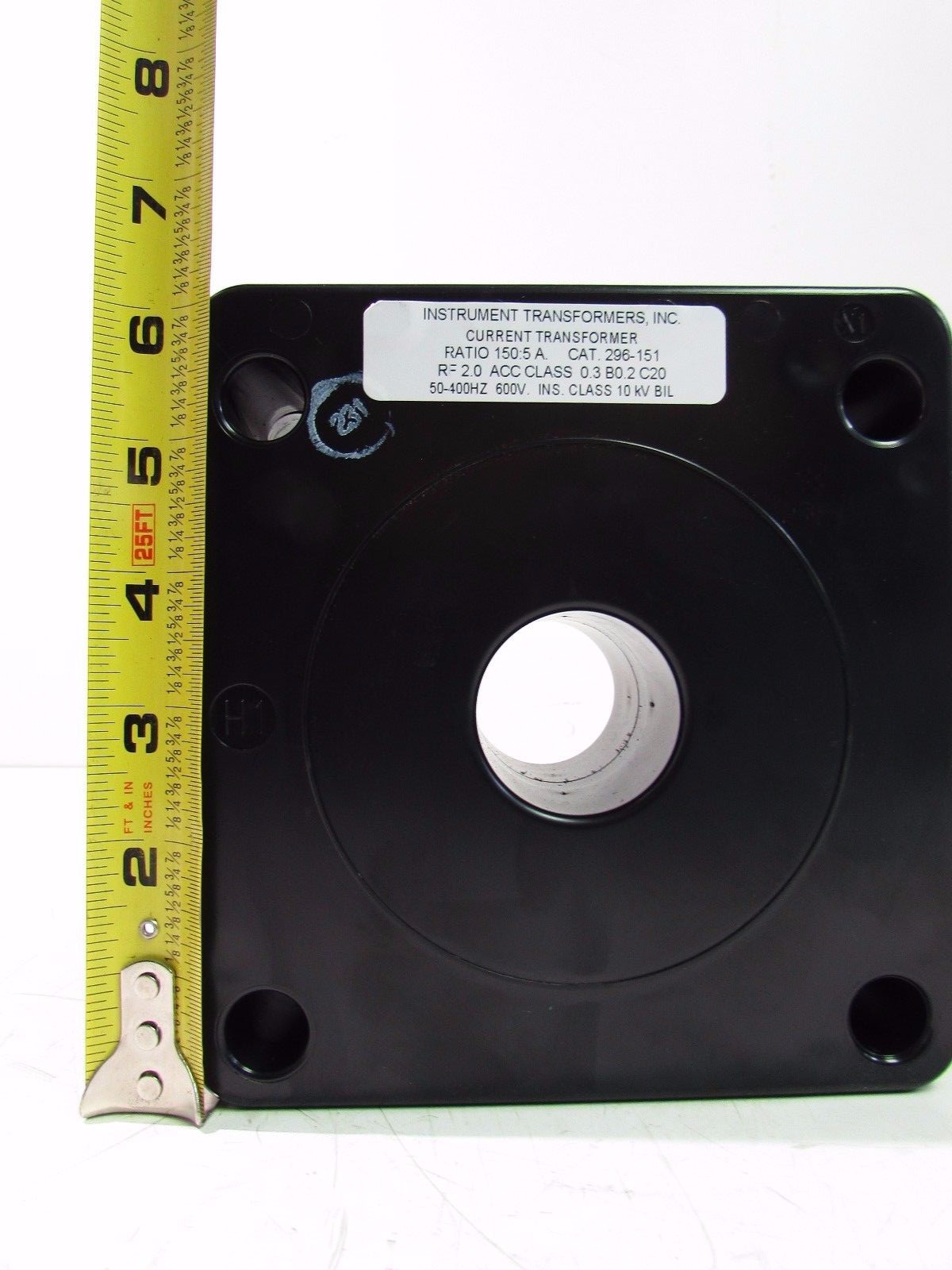 POWELL 296-151 CURRENT TRANSFORMER 50-400HZ 600V 150:5 RATIO CLASS 10 ...