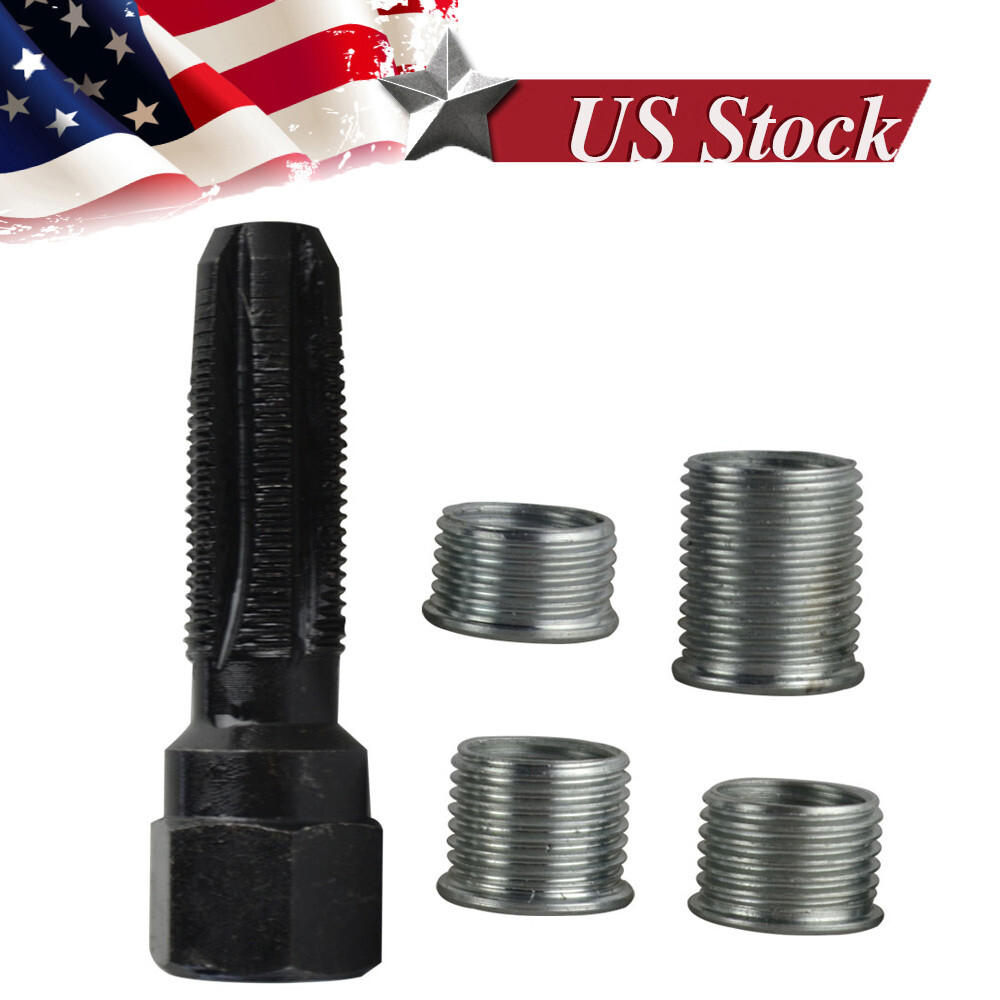 M14 x1.25 Spark Plug Rethread Thread Repair Kit Helicoil Reamer Tap w ...