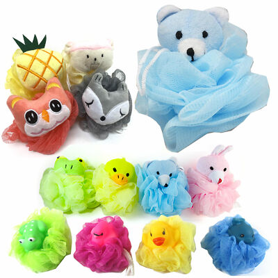 4 Kids Mesh Sponges Bath Sponge Scrub Stuffed Animal Shower Loofah Toy ...