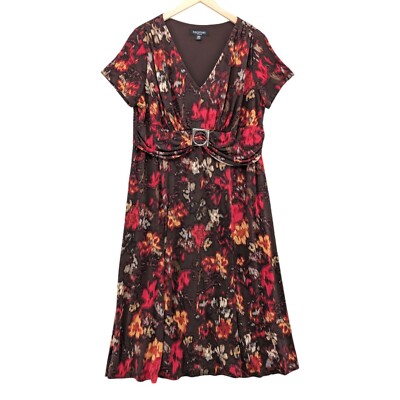 Perceptions Woman Maxi Dress Multicolor Floral Short Sleeve V Neck Size ...