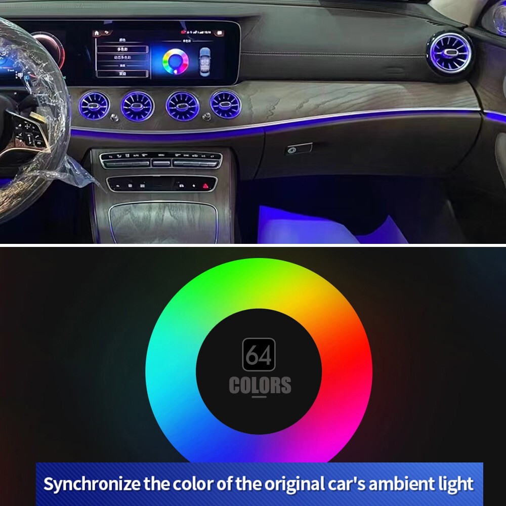 ⭐For Mercedes Benz W213 E400 E63 E300 64 Color LED AC Air Vent Ambient ...
