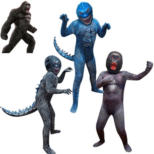 Godzilla Kids Jumpsuit+Mask Cosplay Costumes Halloween Xmas Fancy Party ...