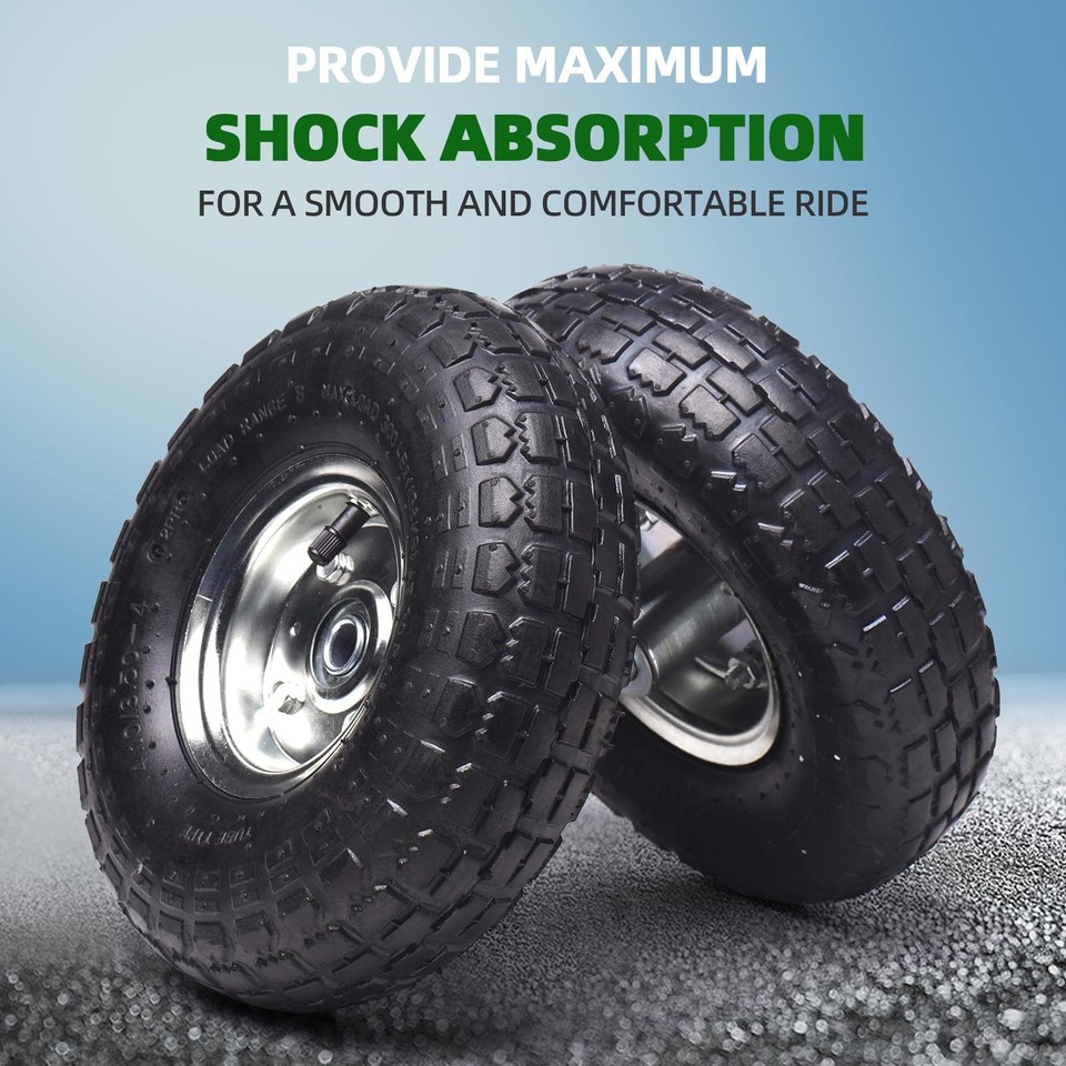 (2 Pack) 4.10/3.50-4 Tire and Wheel, Replacement Pneumatic Tires 10-Inch Whee... | eBay