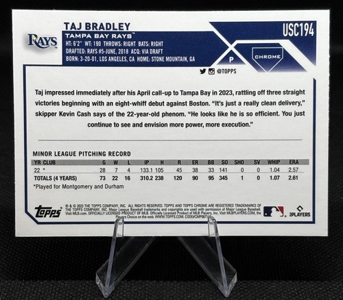 2023 Topps Chrome Update Taj Bradley Tampa Bay Rays Pink Refractor RC #194 | eBay