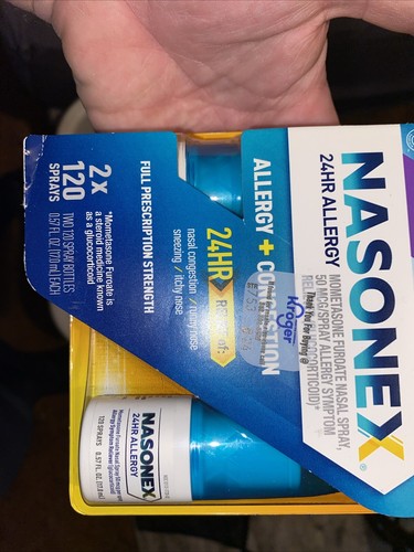 Nasonex Twin Pack 24 Hour Allergy + Congestion 2X120 =240 Sprays Exp ...