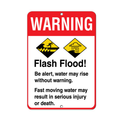 Vertical Metal Sign Multiple Sizes Warning Flash Flood! Alert Avoid ...