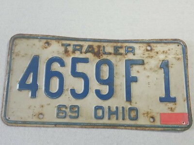 1969 69 Ohio OH License Plate Trailer 4659F1 VINTAGE | eBay