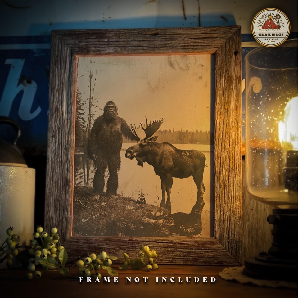 Vintage Bigfoot Sasquatch Moose Photography Art Print Deer Hunting ...