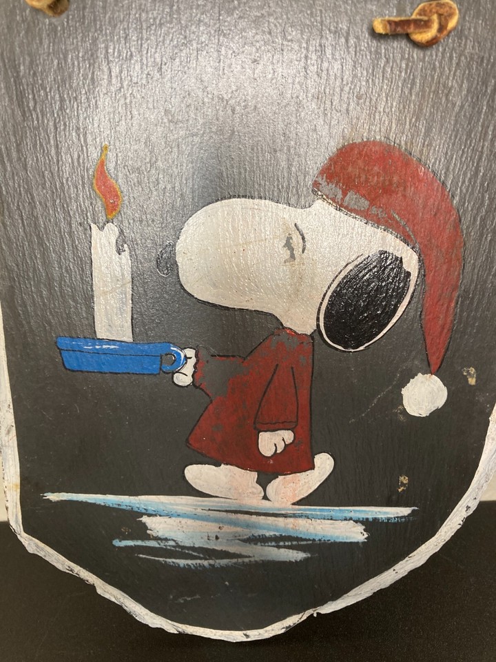 Vintage Handmade Hand-Painted 10" Peanuts Snoopy Stone Slab Hanging ...