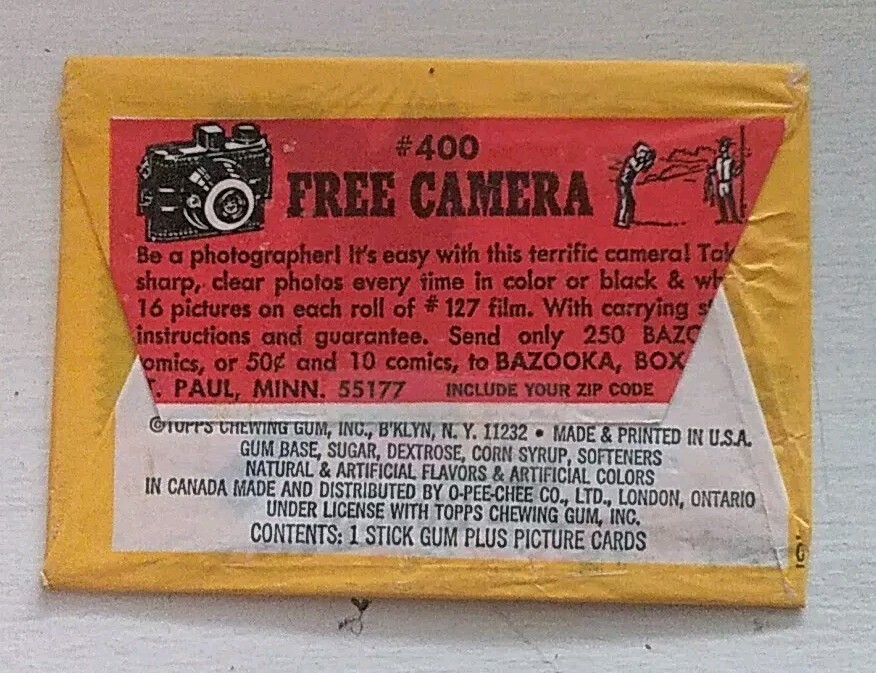 1968 Topps Baseball 5¢ Wax Pack Wrapper Free Camera Ad | eBay