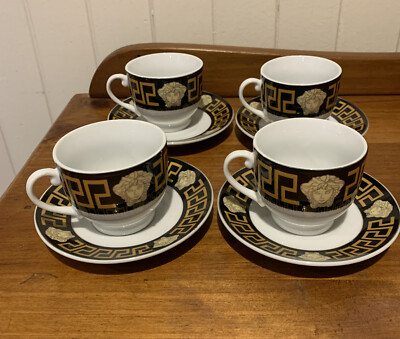 Milano Collection Medusa Face espresso cups & saucers set of 4 | eBay ...