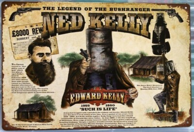 NED KELLY Rustic Look Vintage Tin Metal Sign Man Cave, Shed-Garage ...