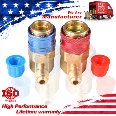2 Car Quick Connector Adapter Coupler Auto A/C Manifold Gauge Low/High ...