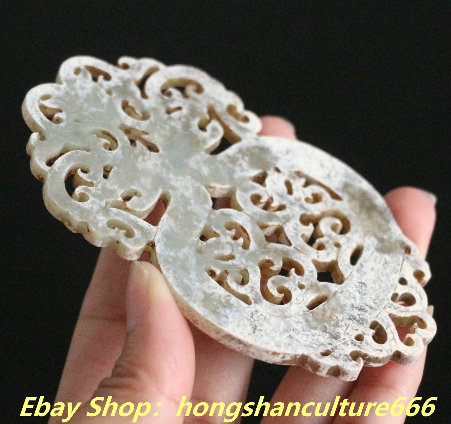 Han Dynasty natural Hetian jade Carved fengshui double dragon beast ...