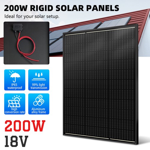 200W Watt 12V Solar Panel Mono HighEfficiency PV for Sunshed Home RV ...