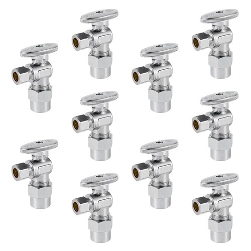 10-Pack EFIELD 1/4 Turn Angle shut off Valve 3/8 OD Compression X 1/2 ...