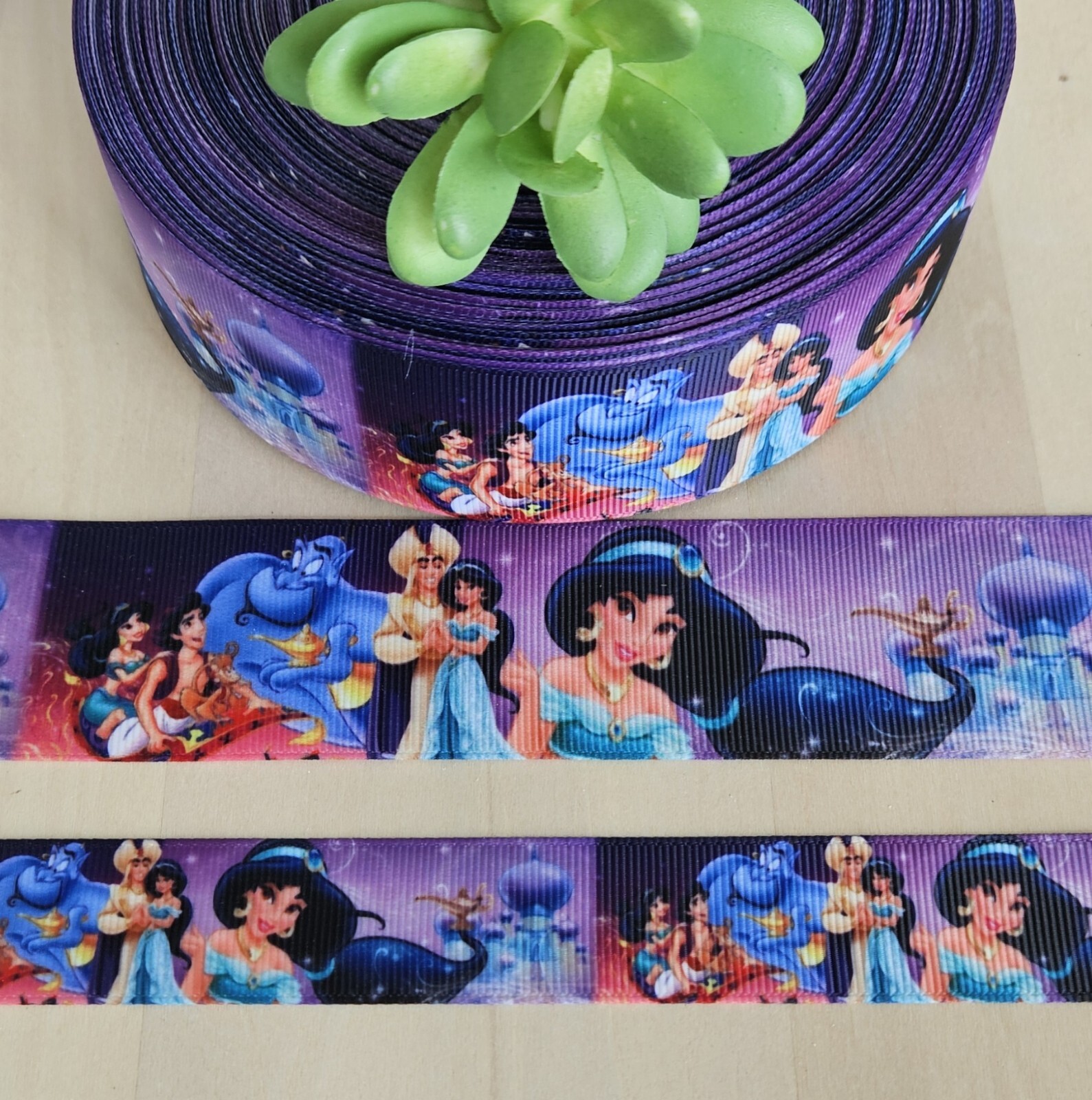 7/8 & 1.5 (1 YD) Aladdin Grosgrain Ribbon Princess Jasmine Magic Carpet ...