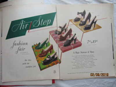 1949 VTG Orig Magazine Ad Air Step Magic Staircase of Shoes Fashion ...