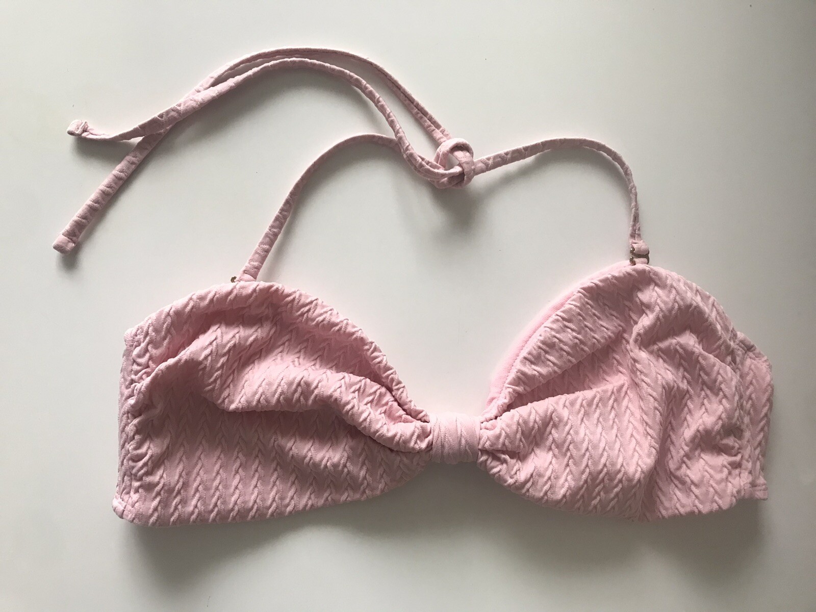 No Boundaries Juniors Pink Ribbed Design Halter Bikin… - Gem