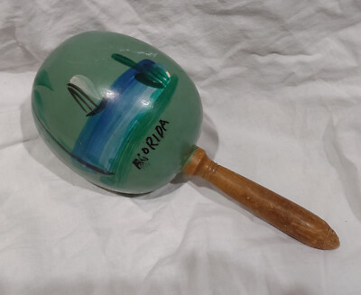 Vintage Florida Souvenir Hand-Painted Single Wooden Maraca--Palm Tree ...