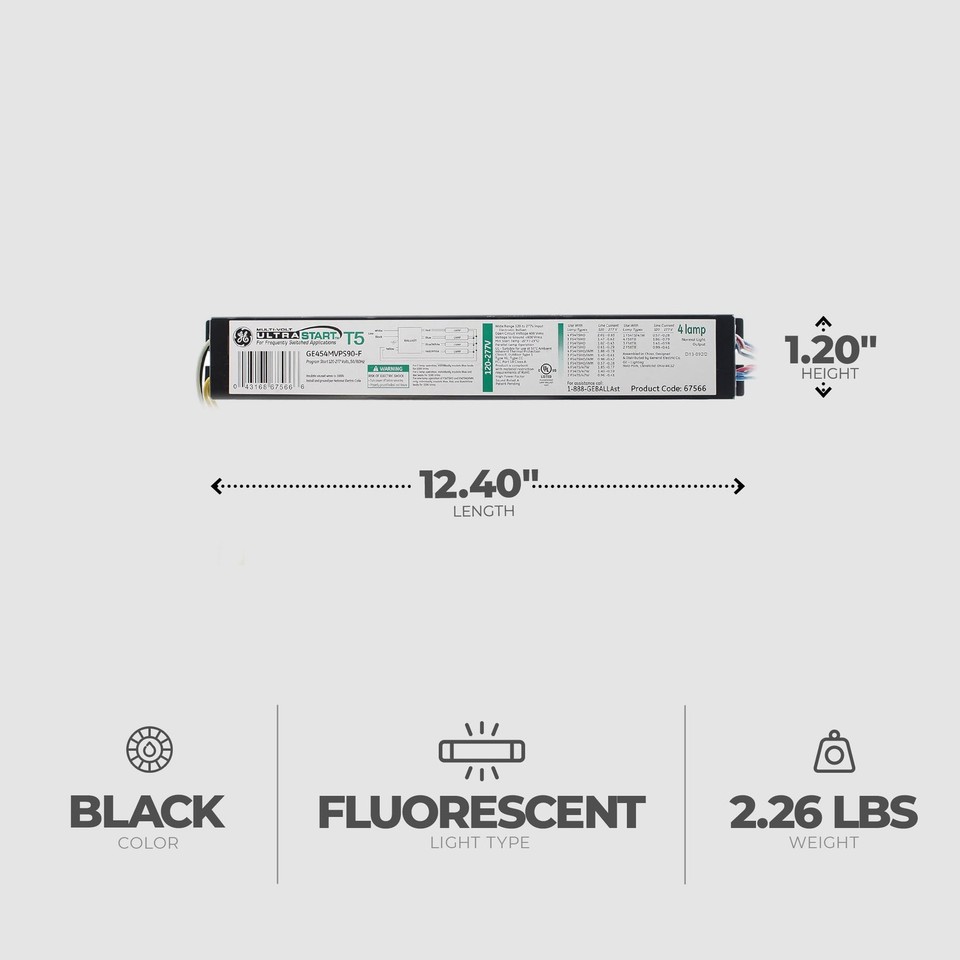 GE Electronic High Output Ballast with Non Dimming Design for Home ...