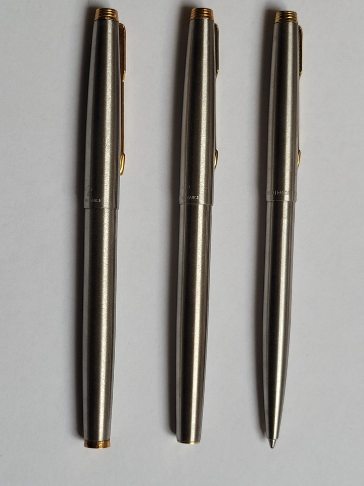 Parure Parker France - vintage- roller - bille - plume - plaqué or 750 ...