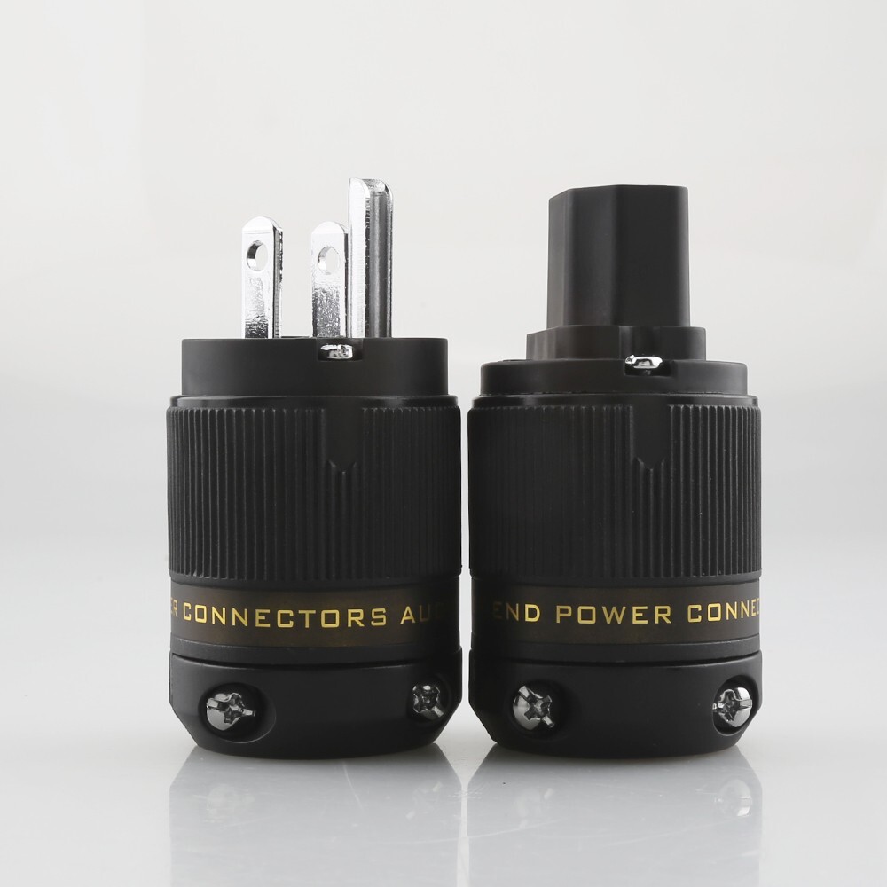 Pair Rhodium Plated US AC HiFi Audio Power Connector C13 Female Power ...